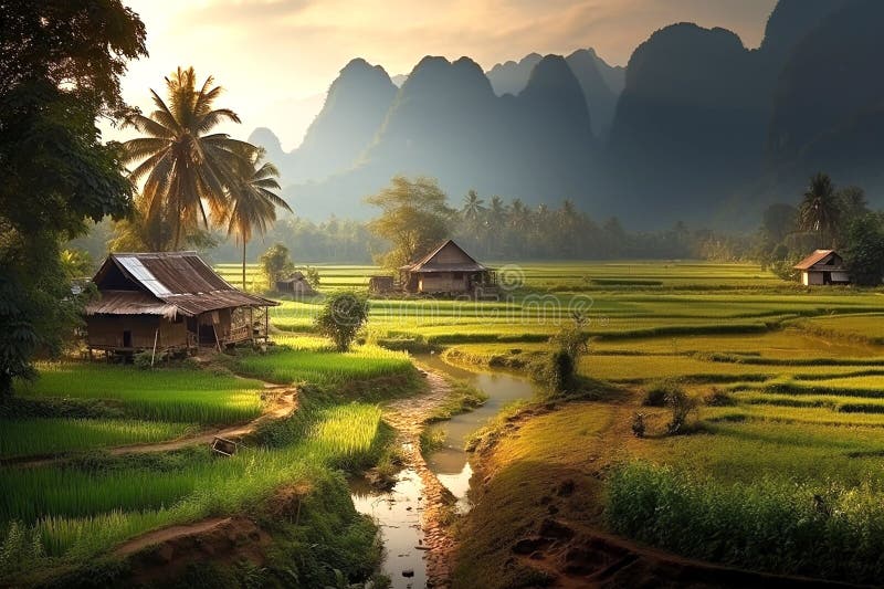 A View of a Scenic Setting with Mountains in the Distance Stock ...