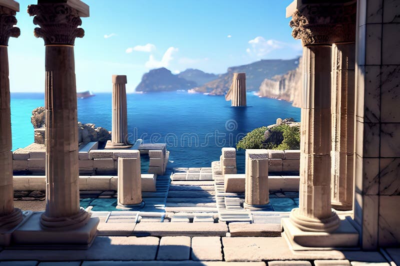 AI-generated Illustration of a Scenic View of a Columned Pathway with ...