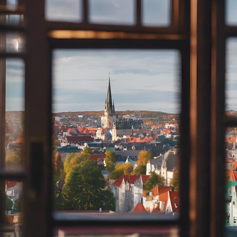 AI Generated Illustration of a Scenic View of a Large Building from the ...