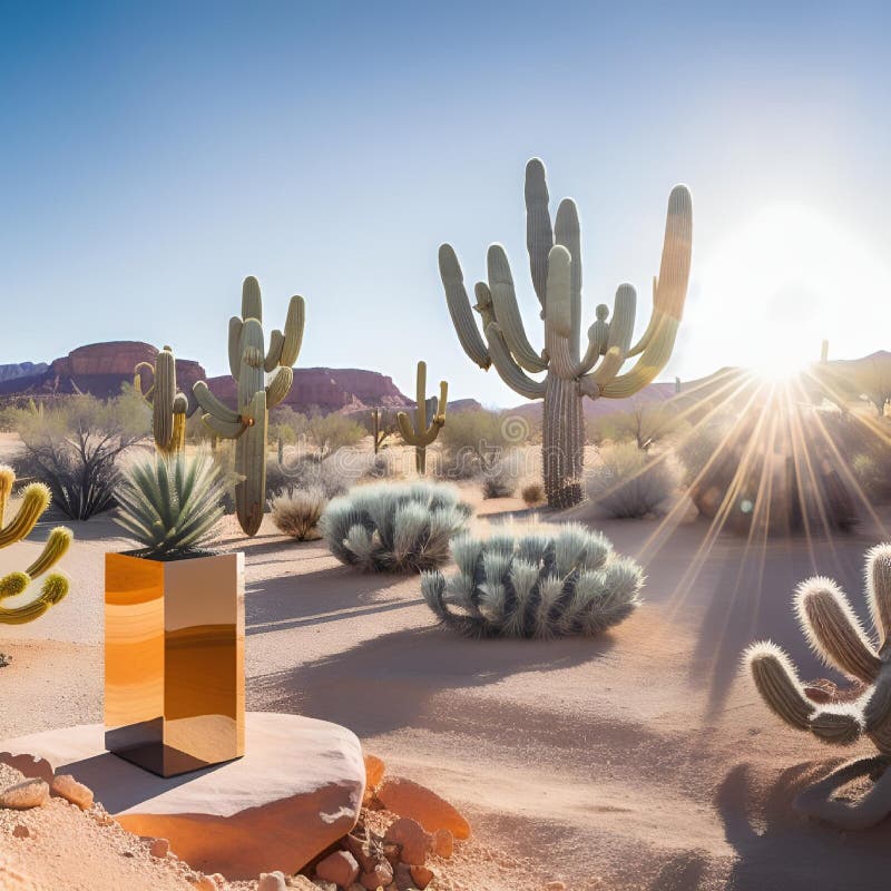 AI Generated Illustration of an Array of Cacti Perched Atop a Sandy ...