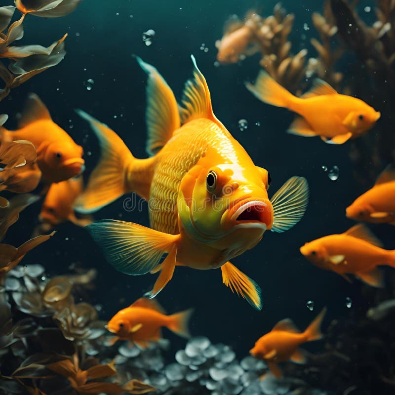 AI Generated Illustration of a School of Goldfish Swimming Gracefully ...