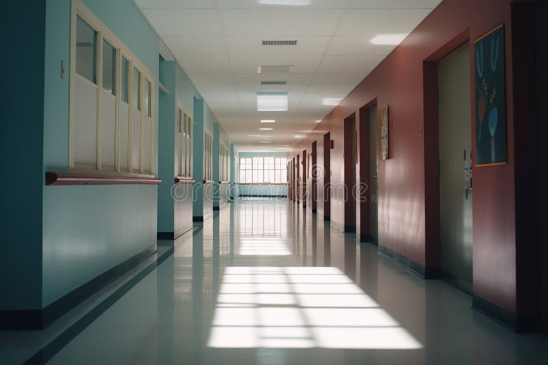 AI Generated Illustration of a School Hallway Filled with Natural Light ...