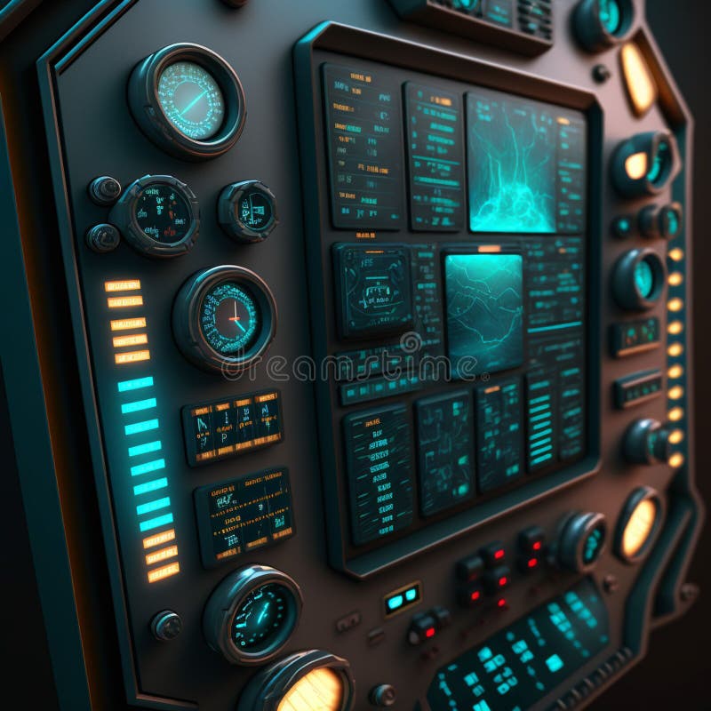 AI-generated Illustration of a Sci-fi Interface Dashboard Stock ...