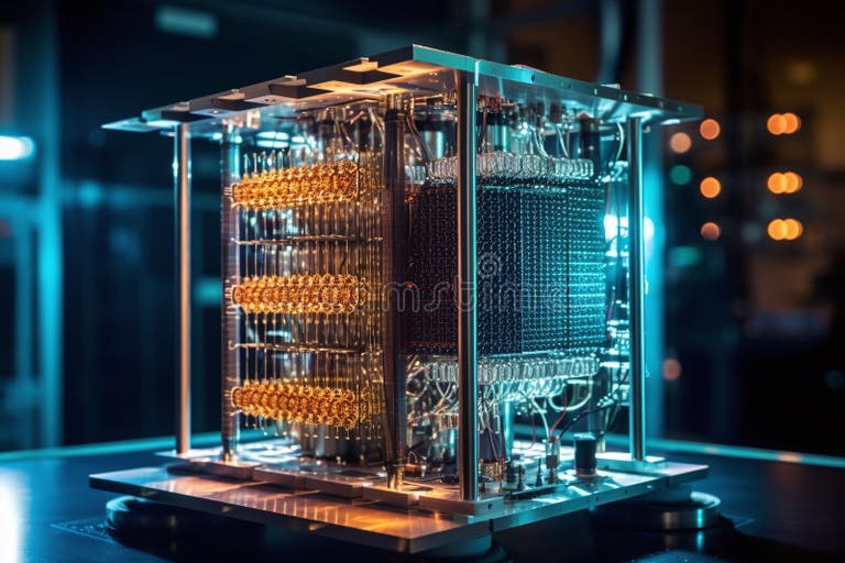 Quantum Computer in a Lab Setting Stock Illustration - Illustration of ...
