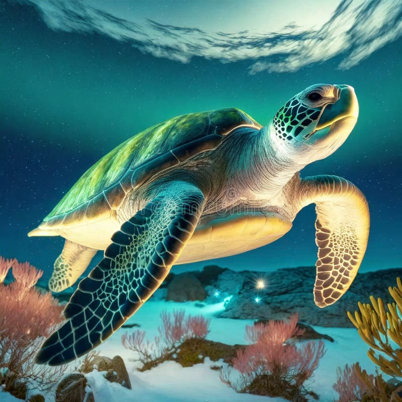 An AI-generated Illustration of a Sea Turtle Stock Illustration ...