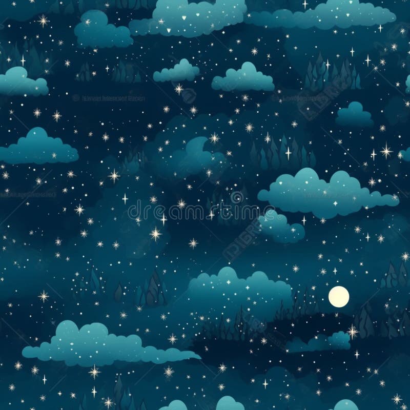AI Generated Illustration of a Seamless Night Sky Pattern with Stars ...
