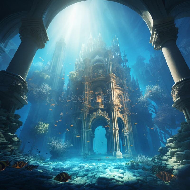 AI Generated Illustration of a Seascape Featuring a City with Multiple ...