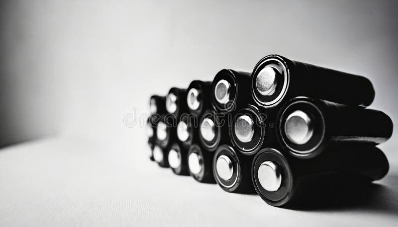 AI Generated Illustration of a Selection of Batteries, Arranged on a ...