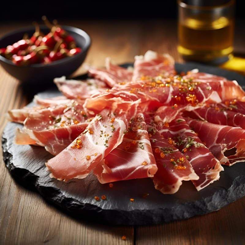 AI Generated Illustration of a Selection of Cured Ham Pieces Displayed ...