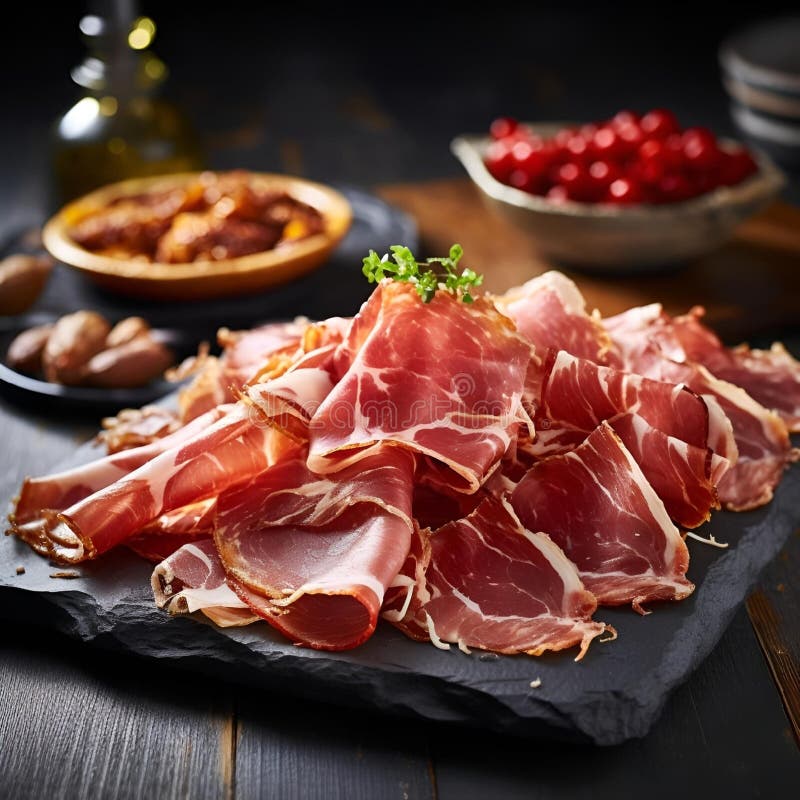 AI Generated Illustration of a Selection of Ham Pieces Presented on a ...