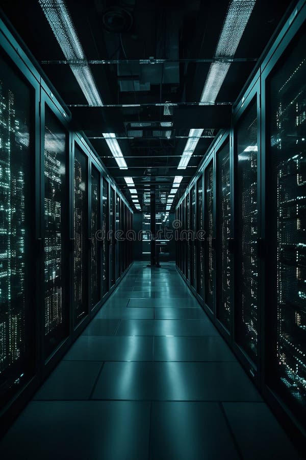 AI Generated Illustration of a Server Room within a Data Center ...