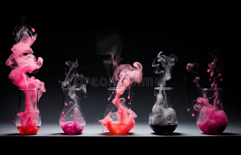 A Series of Different Colors of Fluid in Laboratory Flasks Stock ...