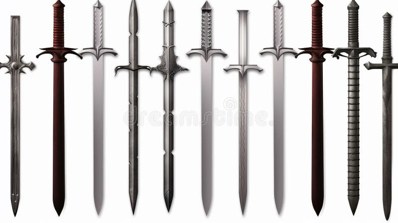 AI Generated Illustration of a Set of Swords in Different Colors on a ...