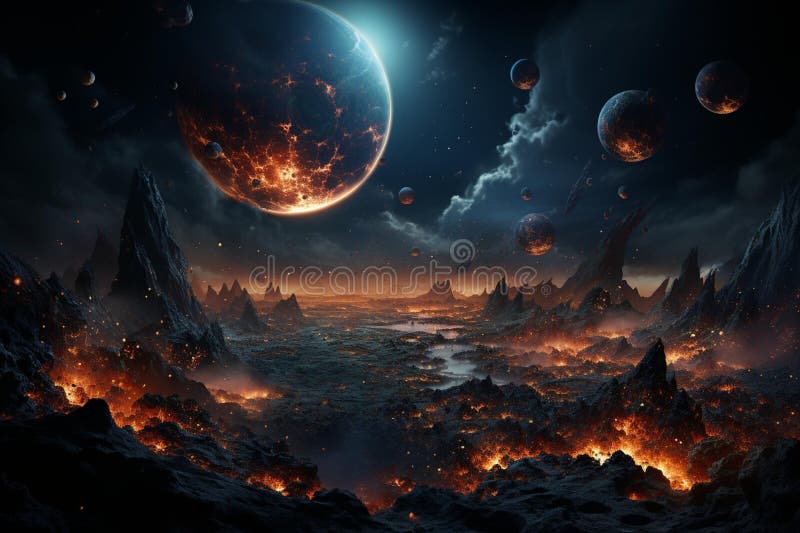AI Generated Illustration of Several Celestial Bodies, Illuminated by ...