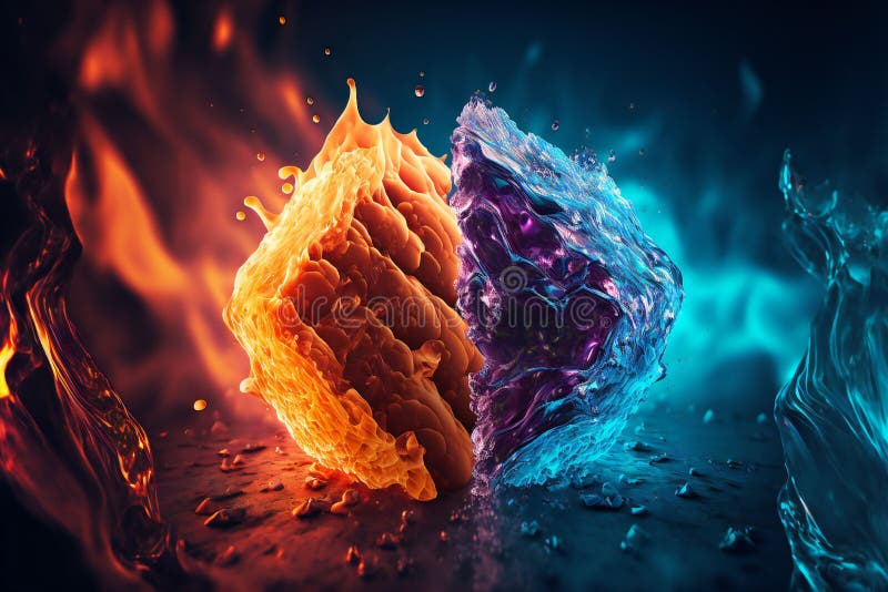 AI-generated Illustration of Shaped Fire and Water Colliding into Each ...