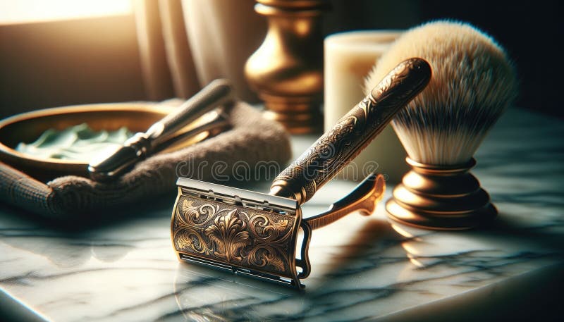 AI Generated Illustration of Shaving Essentials on a Stylish Counter ...
