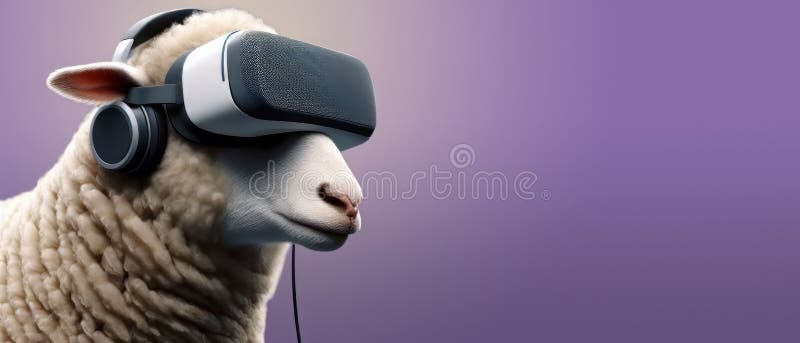 AI Generated Illustration of a Sheep Wearing a Virtual Reality Headset ...