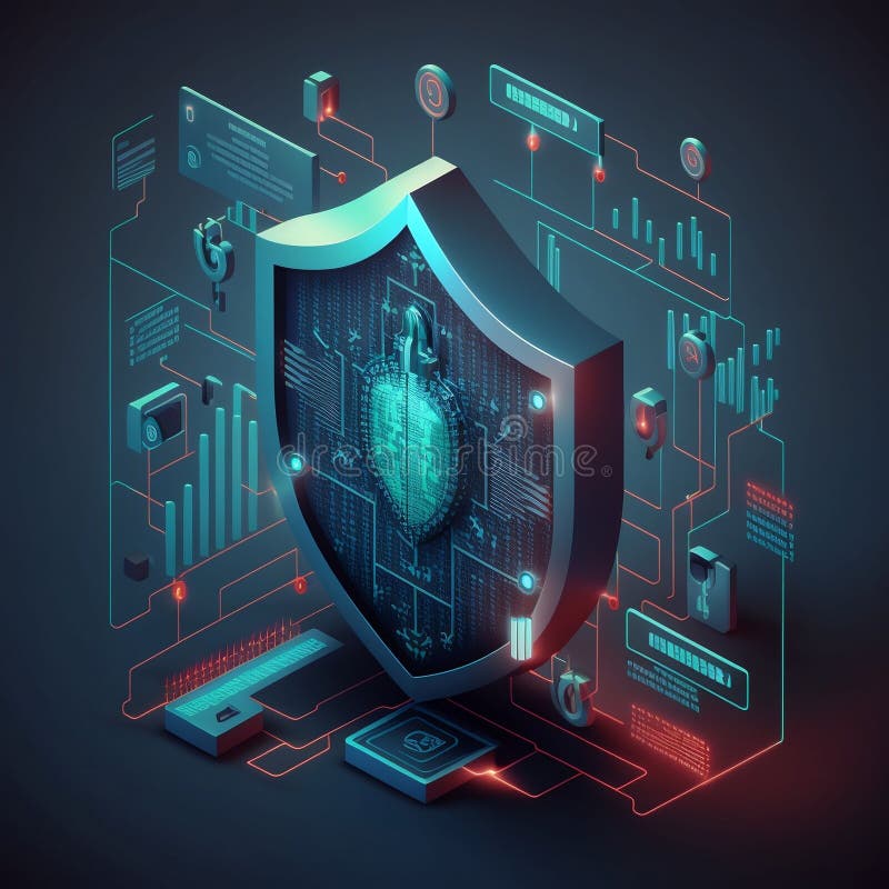 AI-generated Illustration of a Shield with Electrical Wires and ...