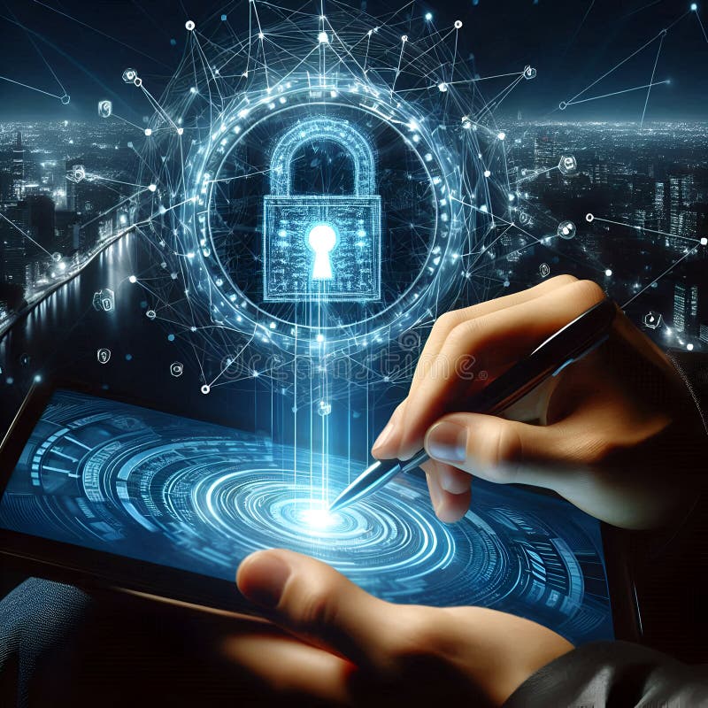 Advanced Digital Protection in a Tech-Driven World Stock Illustration ...