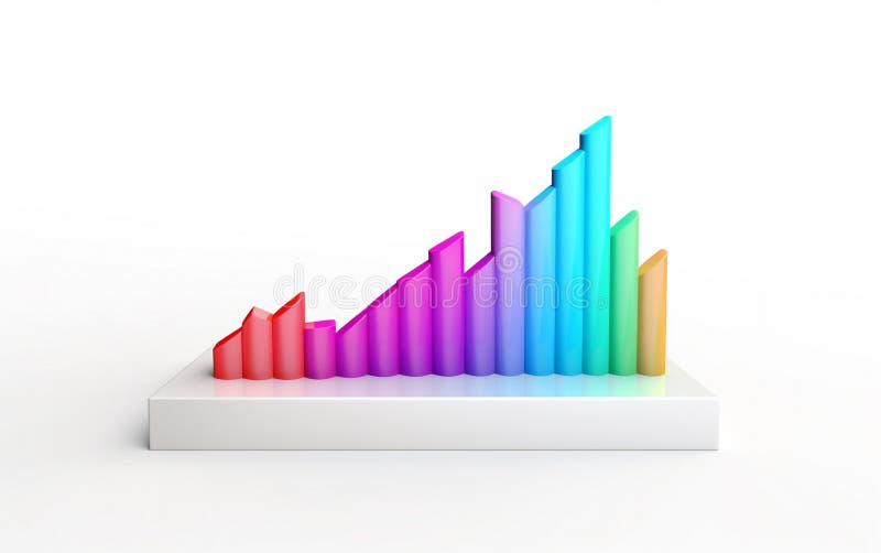 Data in Depth: White Background 3D Chart Illustration Stock ...