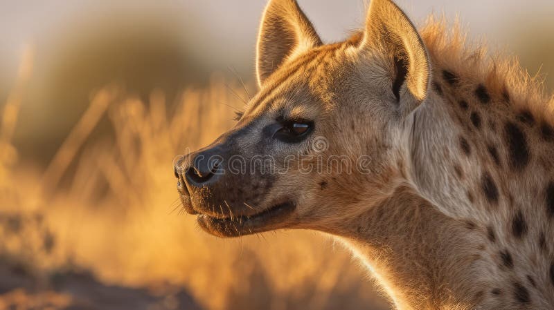 AI Generated Illustration of the Side Profile of a Powerful Hyena Stock ...