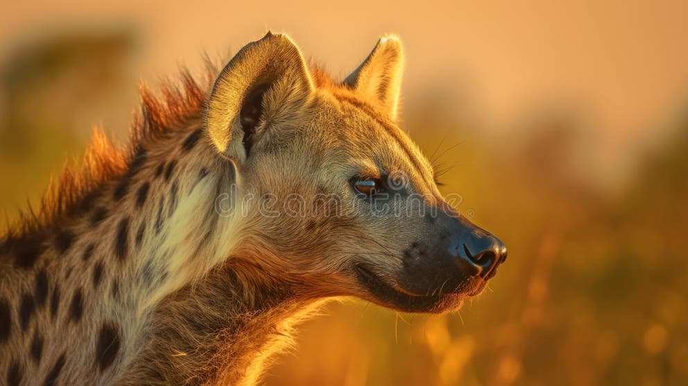 AI Generated Illustration of the Side Profile of a Powerful Hyena Stock ...