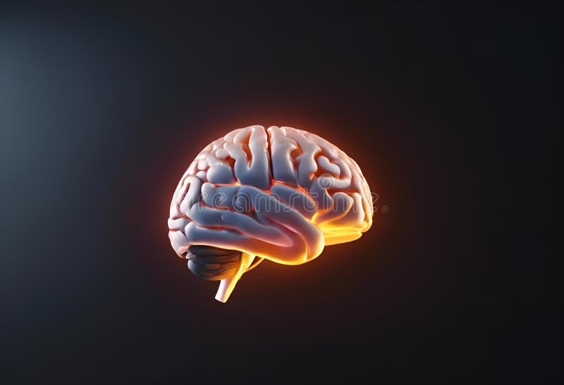 AI Generated Illustration of a Silhouette of a Human Brain Against a ...