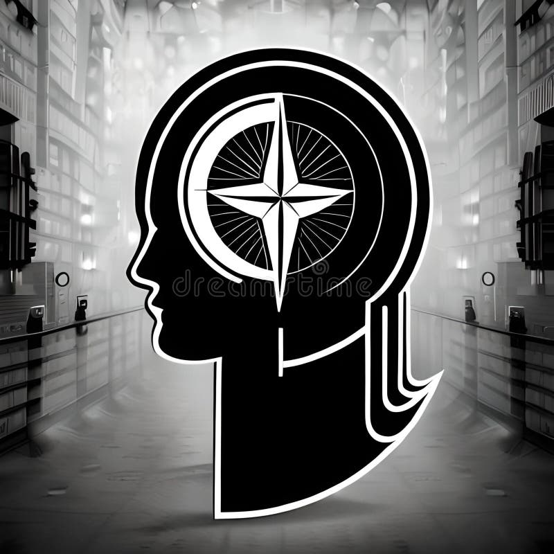 AI Generated Illustration of a Silhouette of a Man with a Compass Stock ...