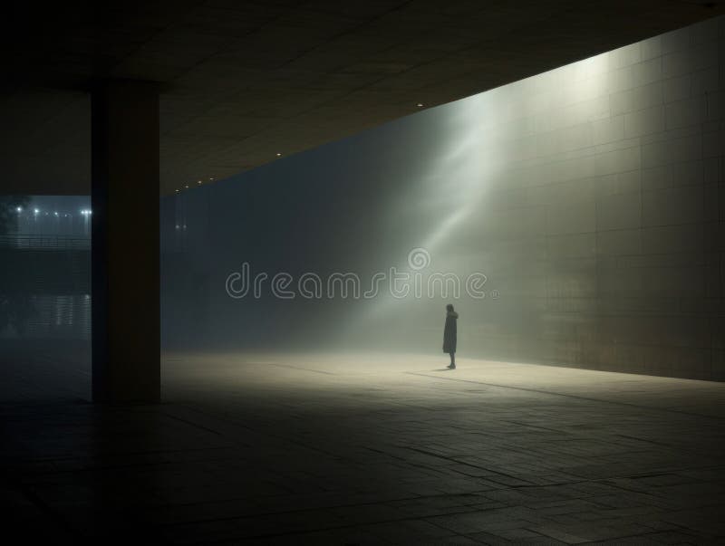 There is a Person Standing in the Shadows, Surrounded by Bright Lights ...