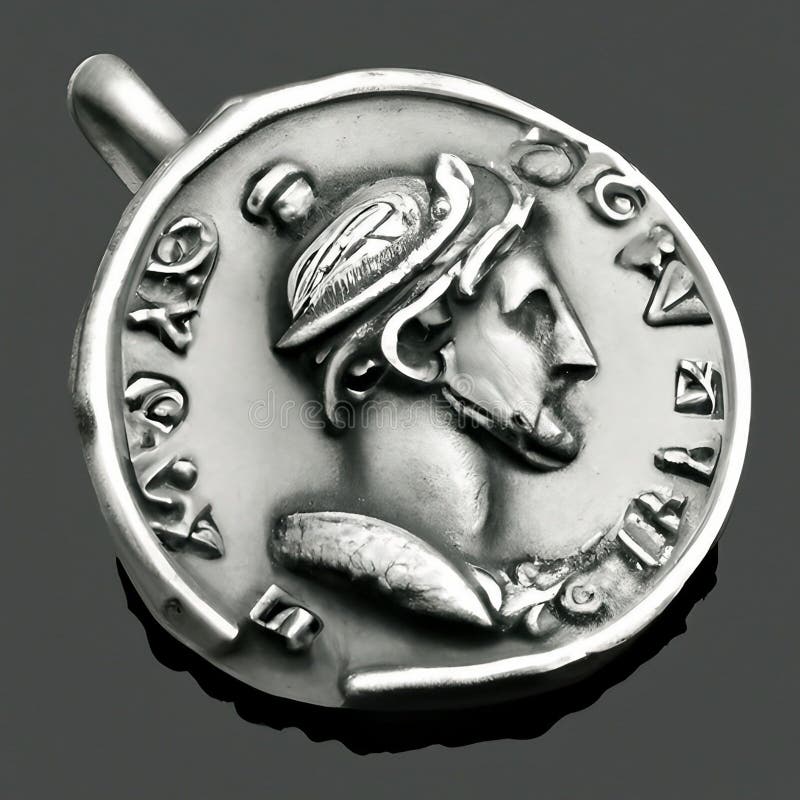 AI Generated Illustration of a Silver Coin with the Side Profile of a ...