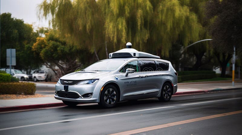 AI Generated Illustration of a Silver Passenger Van Equipped with a ...