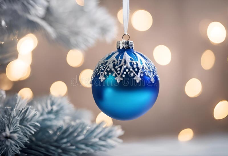 AI Generated Illustration of a Single Blue Christmas Bauble Hanging ...
