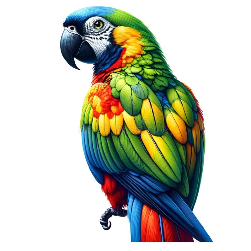 AI Generated Illustration of a Single Colorful Parrot Facing the Viewer ...