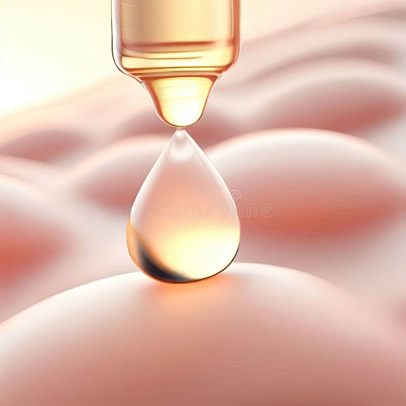 AI Generated Illustration of a Single Drop of Liquid Serum on the Soft ...