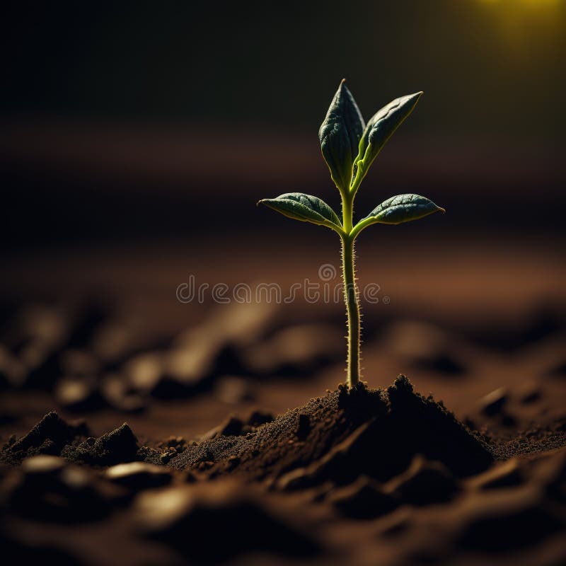 AI Generated Illustration of a Single, Fresh Sprout Emerging from the ...