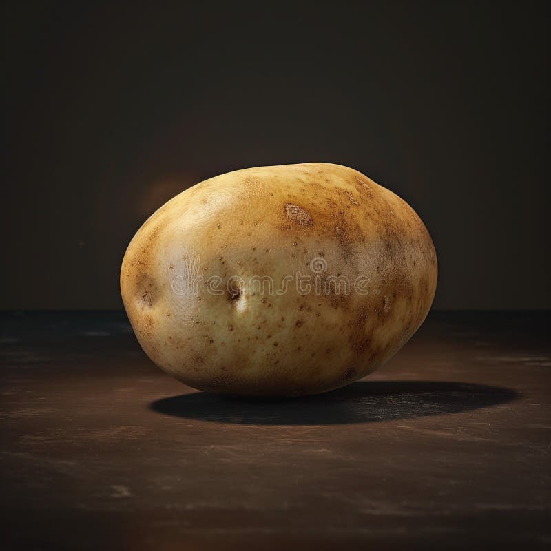AI-generated Illustration of a Single Potato on a Dark Surface Stock ...