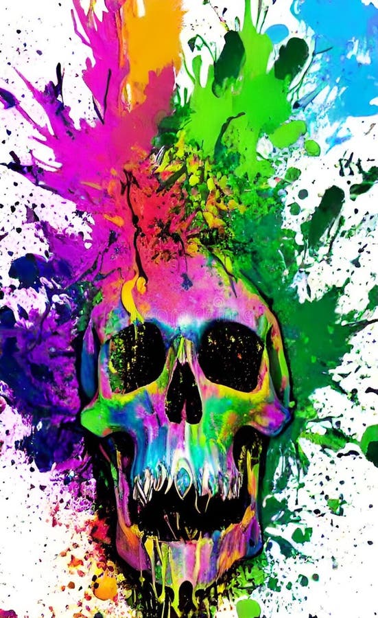 Skull Splash Paint Stock Illustrations – 462 Skull Splash Paint Stock ...