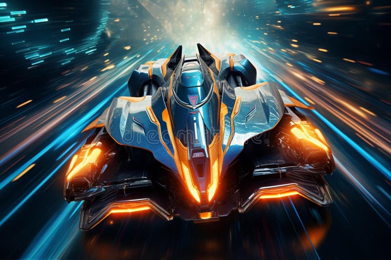 AI Generated Illustration of a Sleek Car Accelerating through an ...