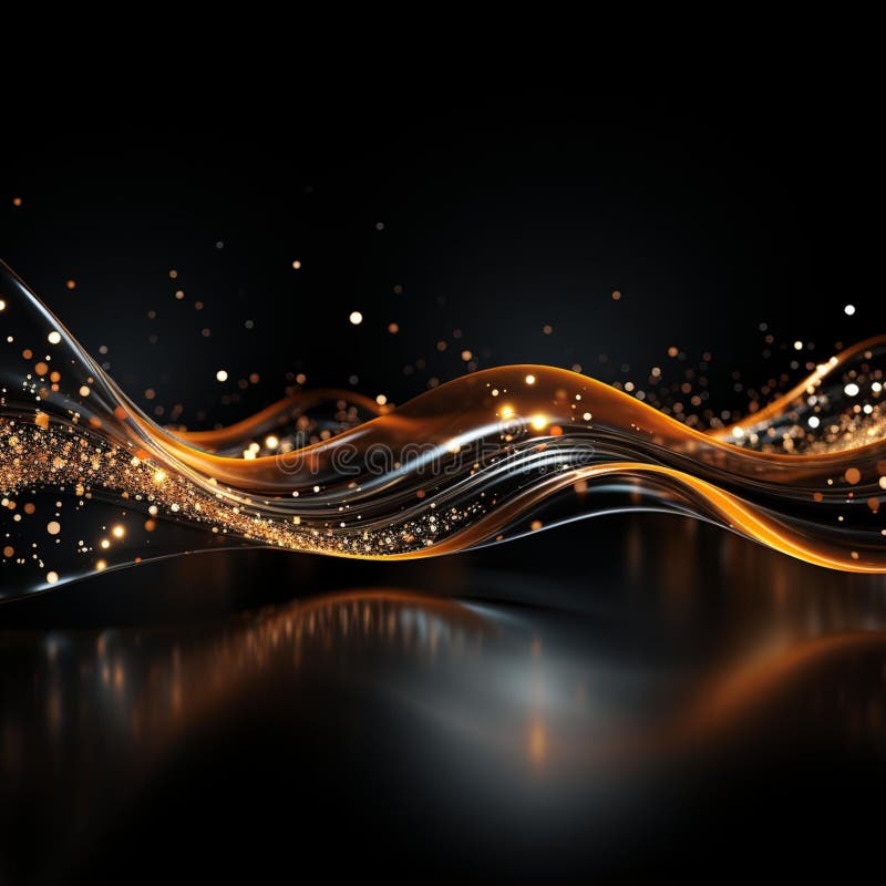 AI Generated Illustration of Sleek Golden and Dark Wavy Patterns Stock ...