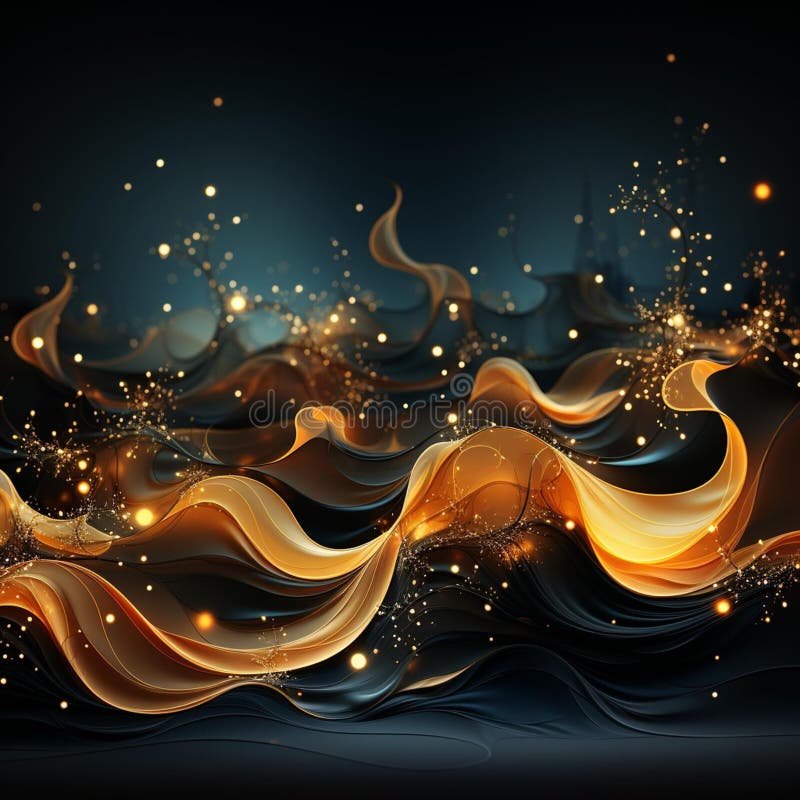AI Generated Illustration of Sleek Golden and Dark Wavy Patterns Stock ...