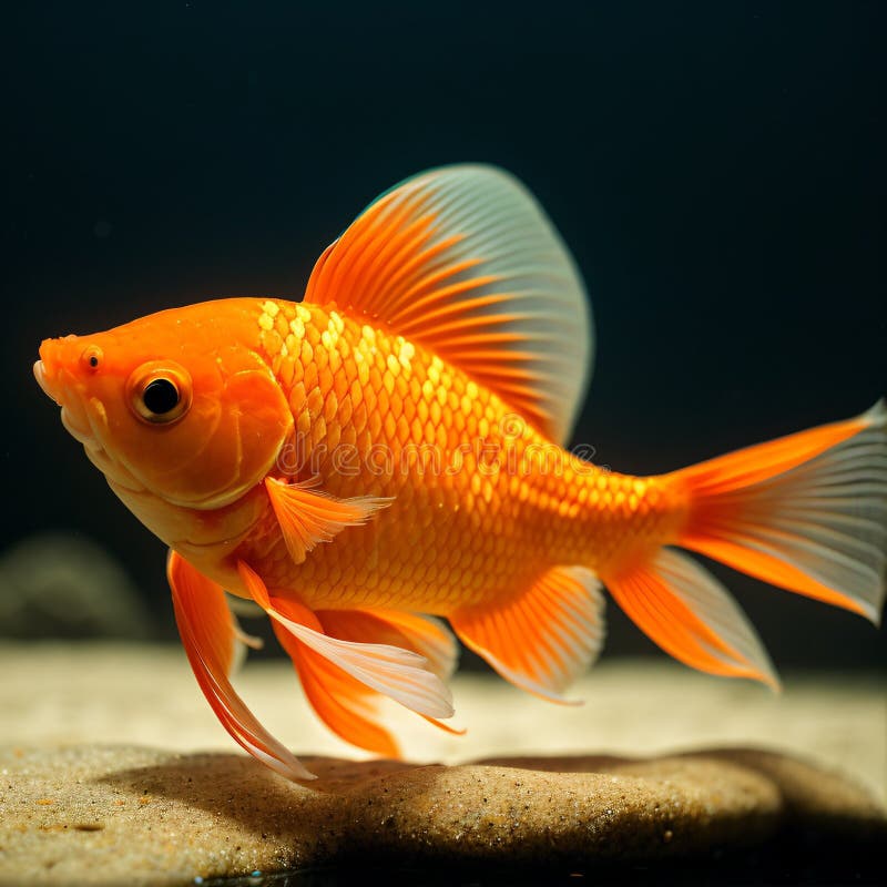 AI-generated Illustration of a Small Goldfish Swimming through an ...