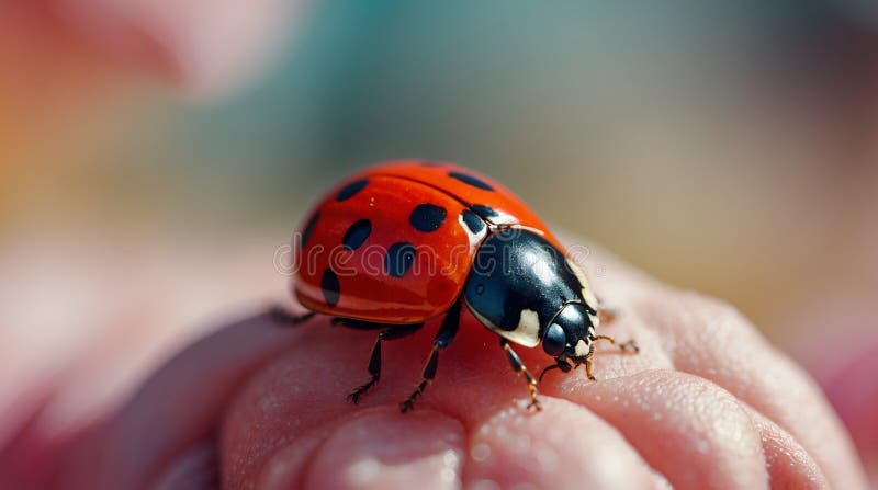AI Generated Illustration of a Small Ladybug Perched on a Plant Stock ...