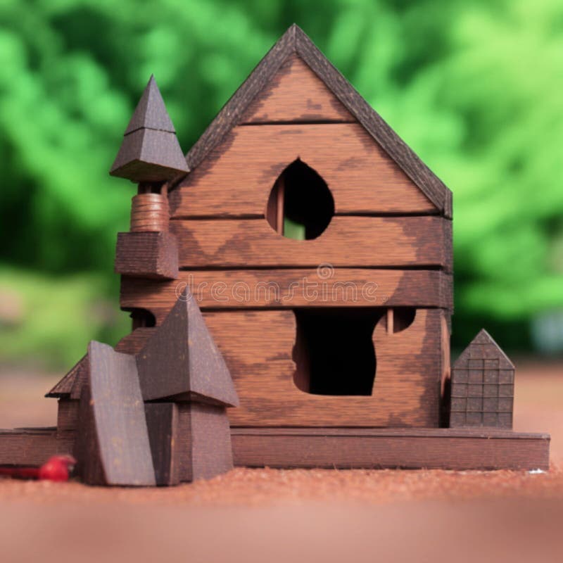 AI-generated Illustration of a Small Wooden Bird House with an Empty ...