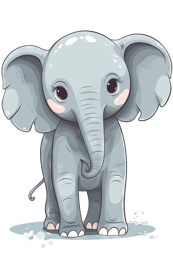 AI Generated Illustration of a Smiling Elephant Standing on a White ...