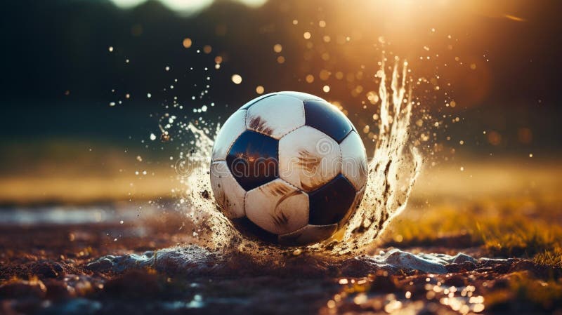 AI Generated Illustration of a Soccer Ball Falling into a Puddle Stock ...