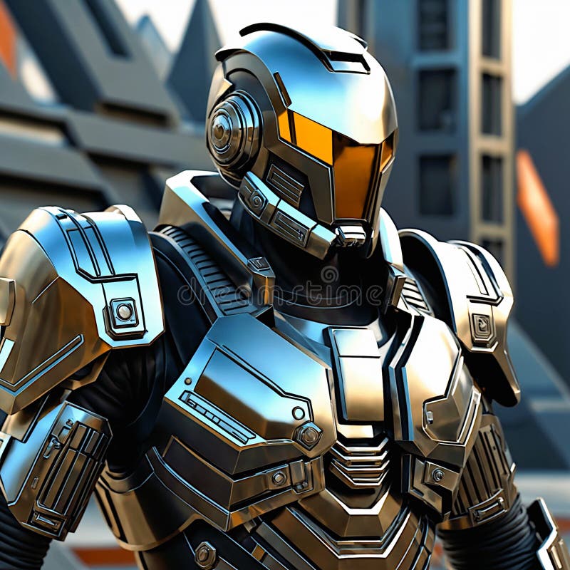 AI Generated Illustration of a Soldier Wearing Armor with a Futuristic ...
