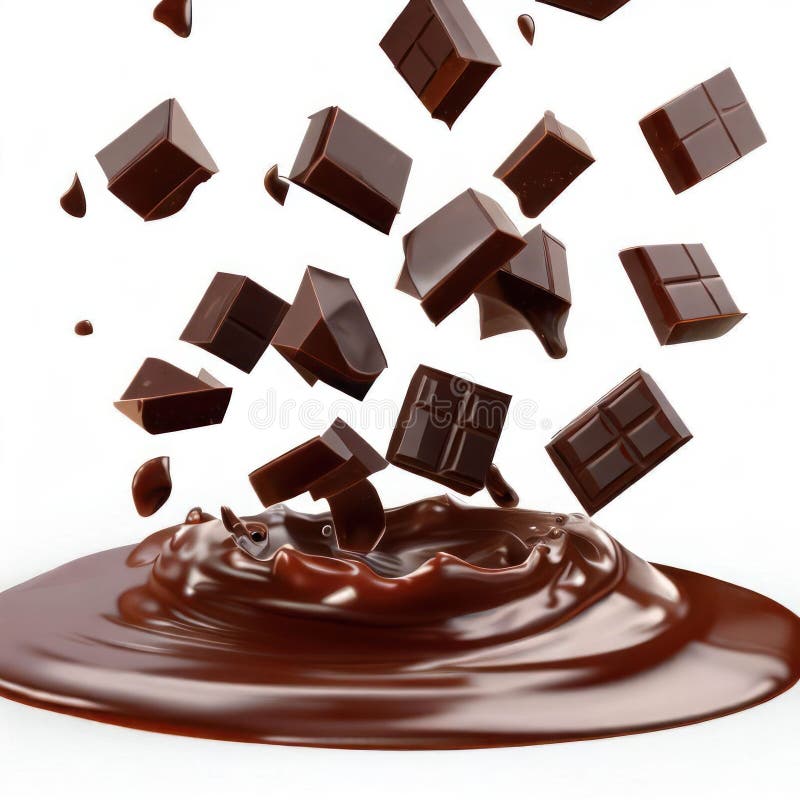 AI Generated Illustration of Some Chocolate Pieces Falling into a Pool ...