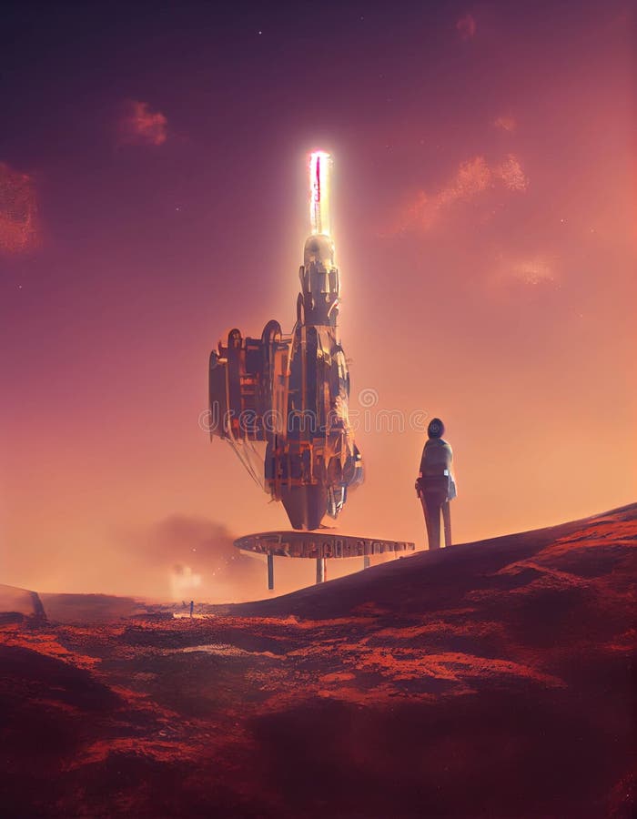 AI Generated Illustration of a Space and a Retro Science Fiction with ...