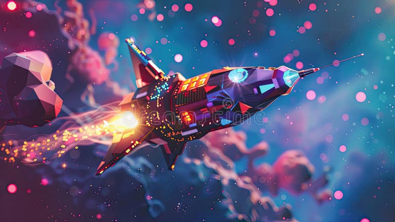 An Animated Rendering of a Space Rocket, with the Moon in the ...