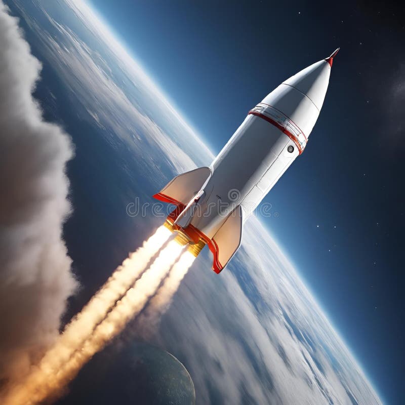 AI Generated Illustration of a Space Rocket Launch into Space with a ...
